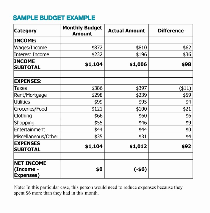 50 Monthly Budget Example Single Person Ufreeonline Template