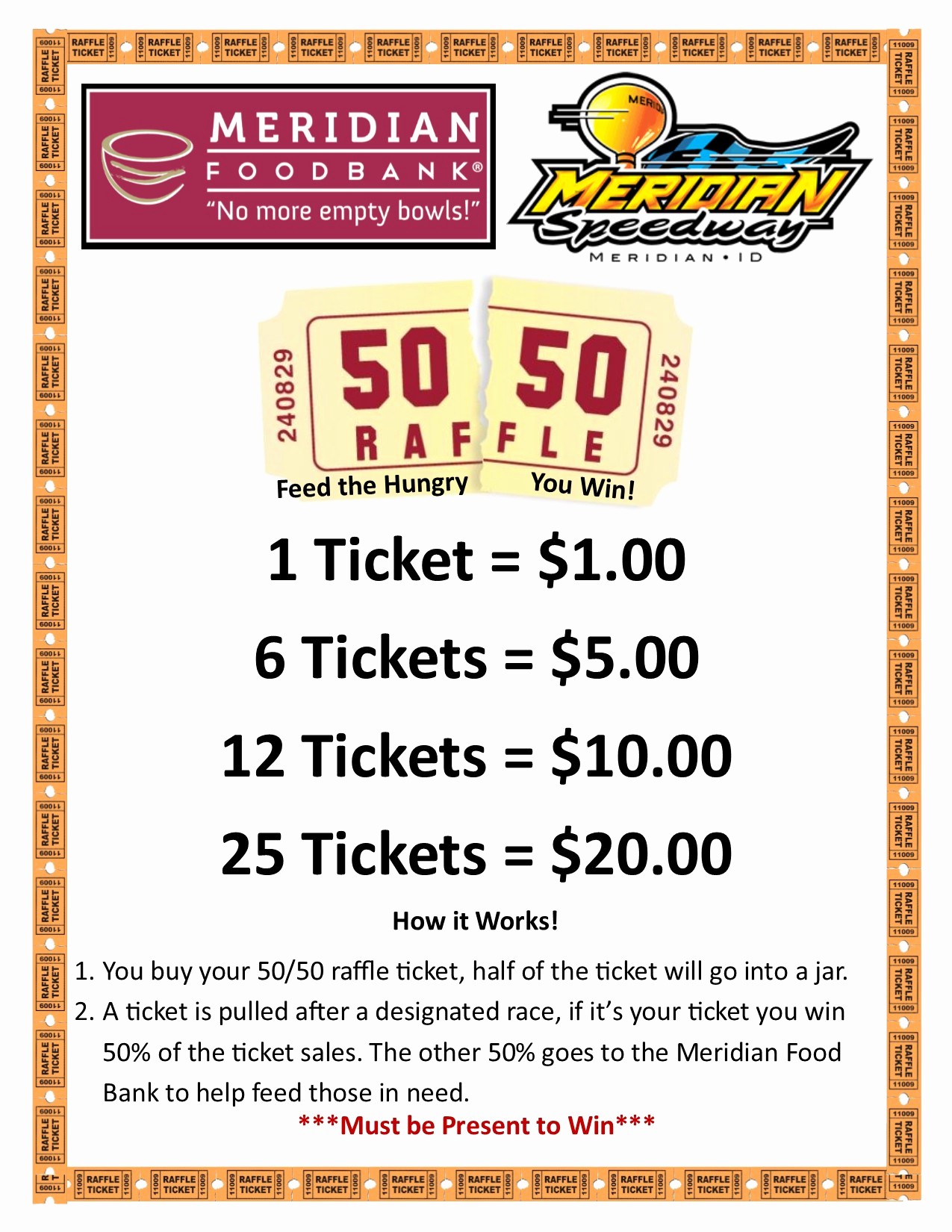 50 50 50 Raffle Ticket Template