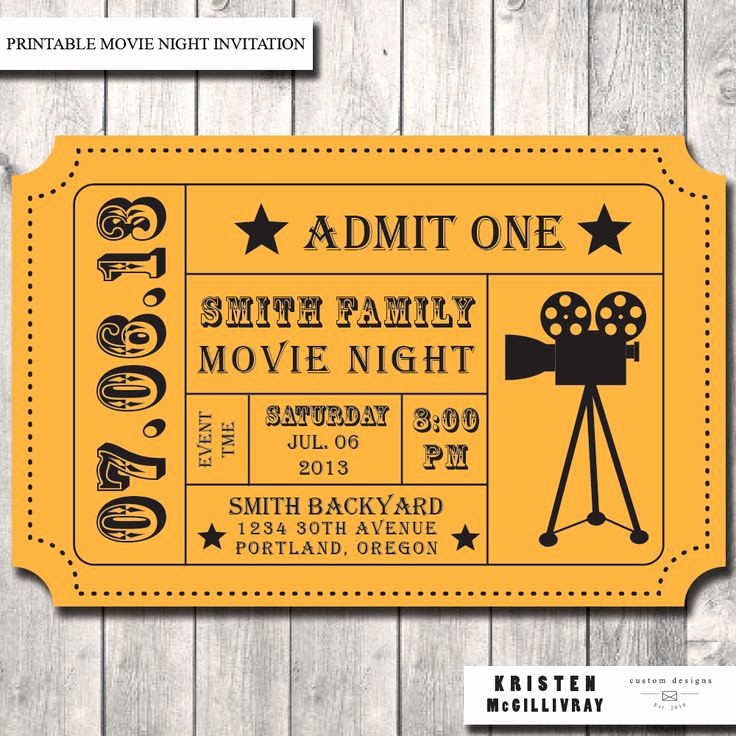 50 Admit One Movie Ticket Template