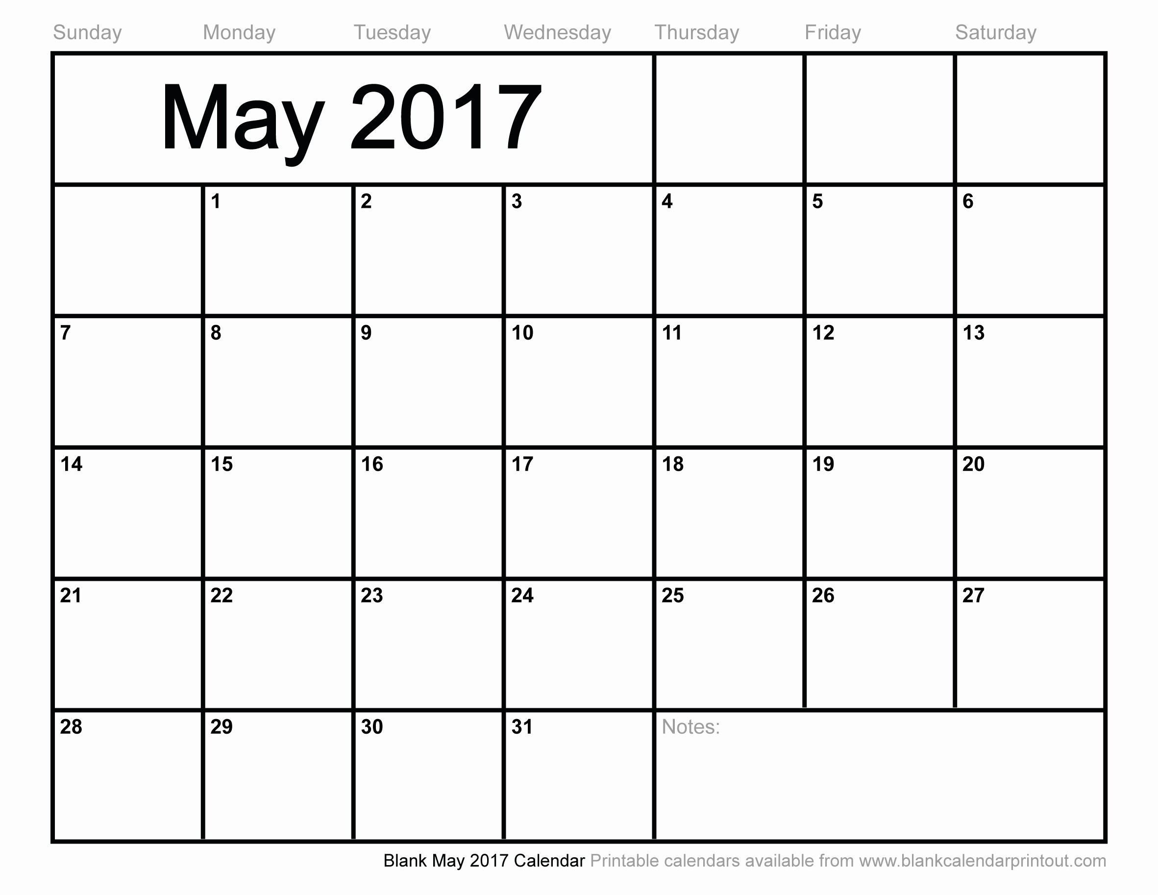 Blank Monthly Calendar 2017 Printable Luxury Blank May 2017 Calendar To 