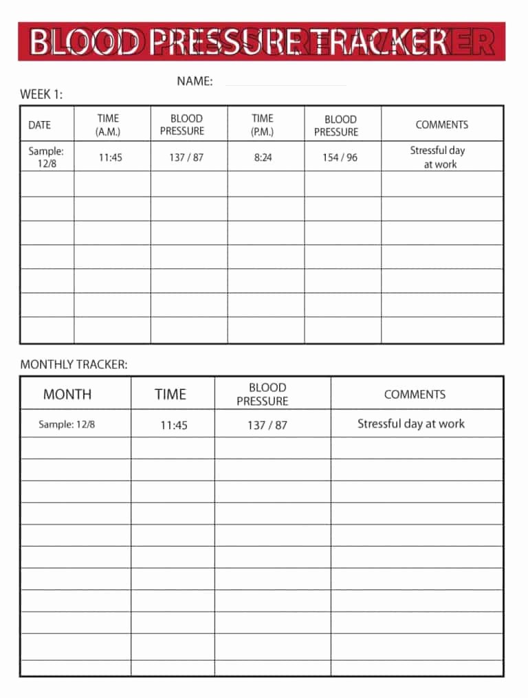Blood Pressure And Glucose Tracker Excel Customsadeba
