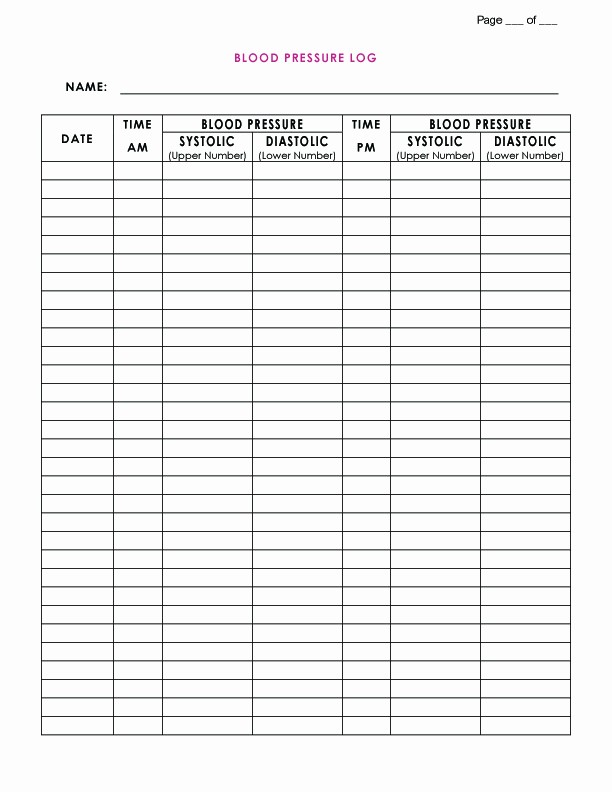 50 Blood Pressure Log With Pulse