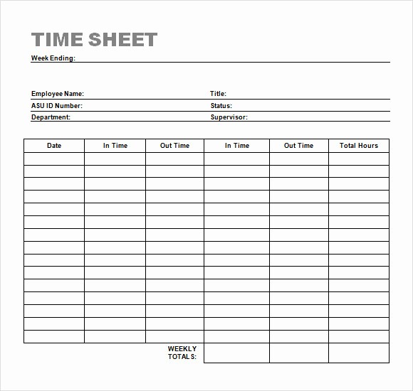 50 Clock In And Out Timesheet