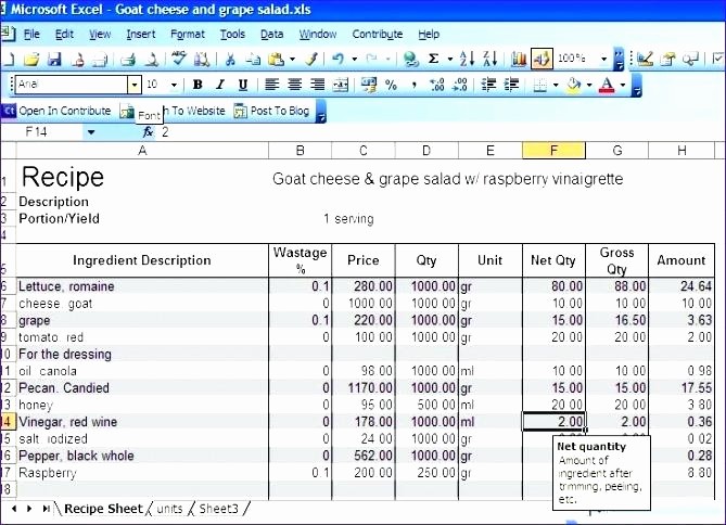 Restaurant Food Cost Calculator Excel Excel Templates