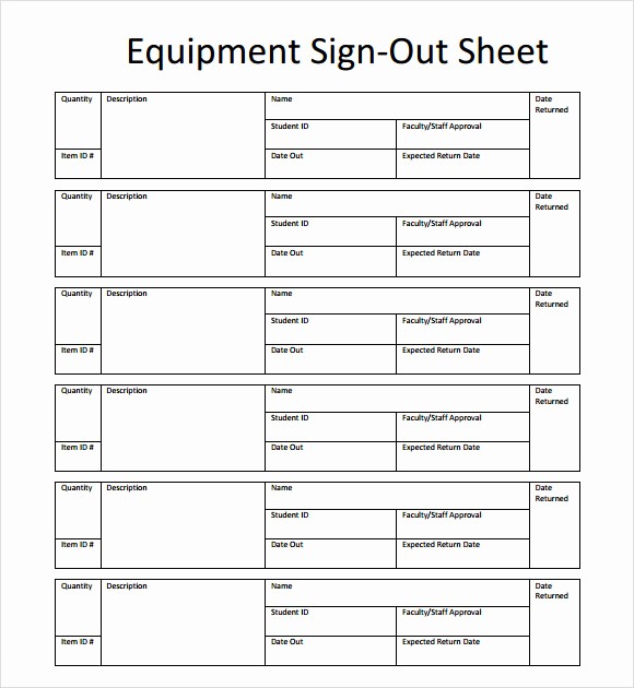 Credit Card Sign Out Sheet Awesome Sample Sign Out Sheet Template 8