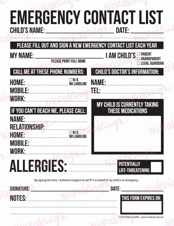 50 Emergency Contact List For Babysitters Ufreeonline Template