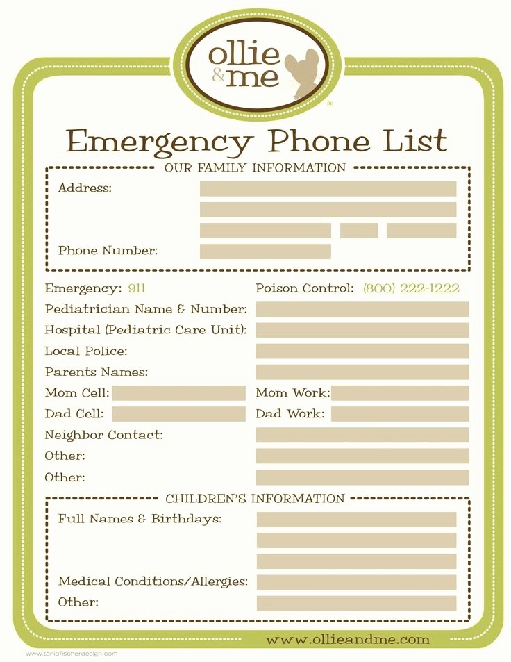 50 Emergency Contact List For Babysitters Ufreeonline Template