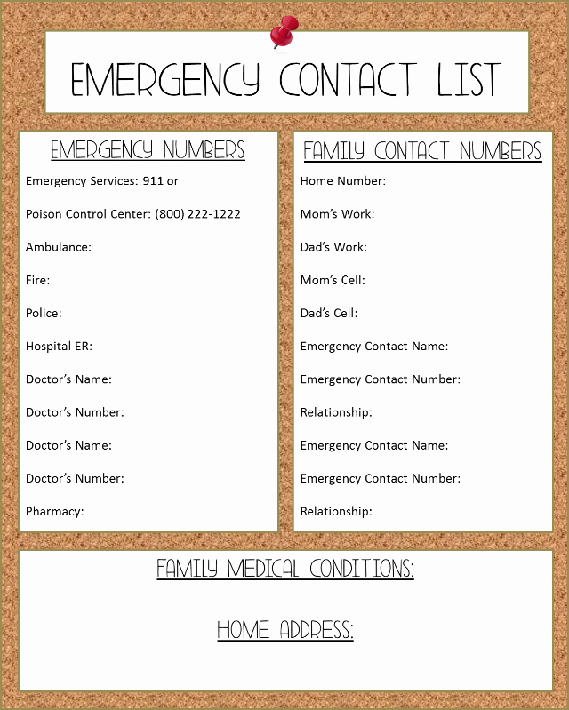 50 Emergency Contact List For Nanny 