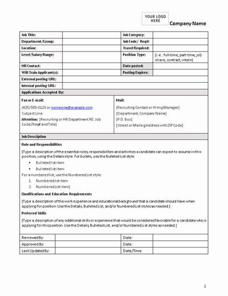 Employee Duties And Responsibilities Template Awesome 9 Job Description 