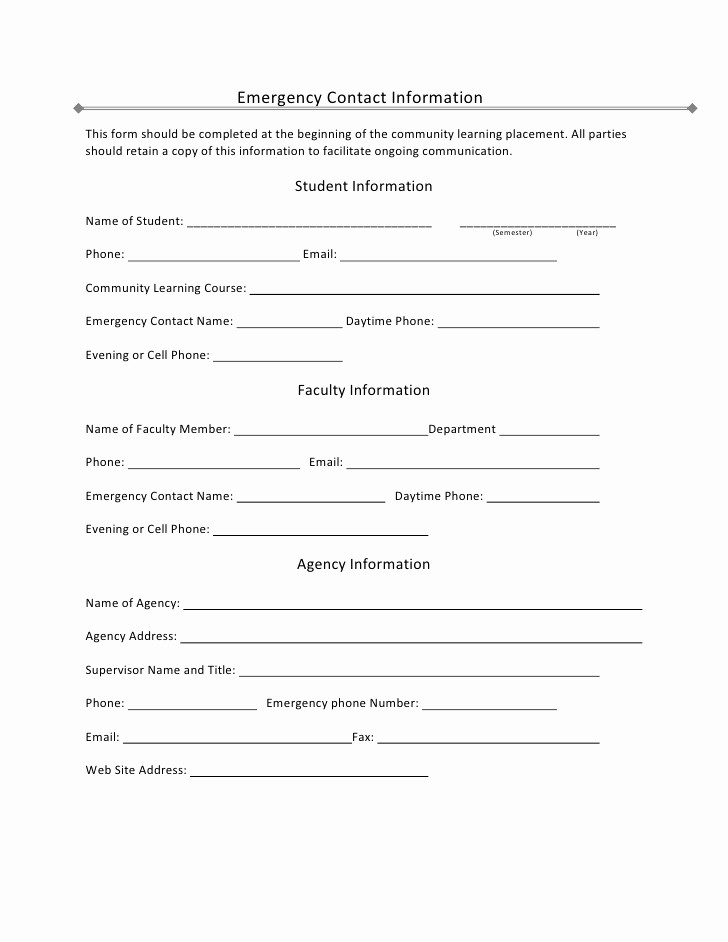 50 Employee Emergency Contact Form Word
