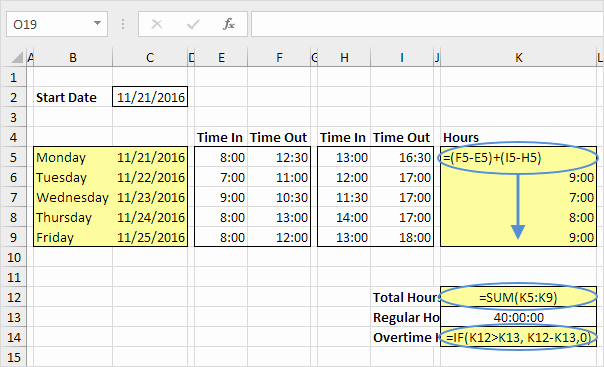50 Excel Formula For Time Card