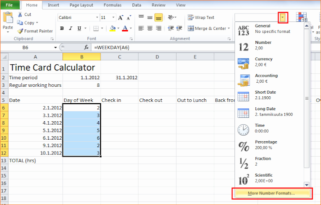50 Excel Formula For Time Card