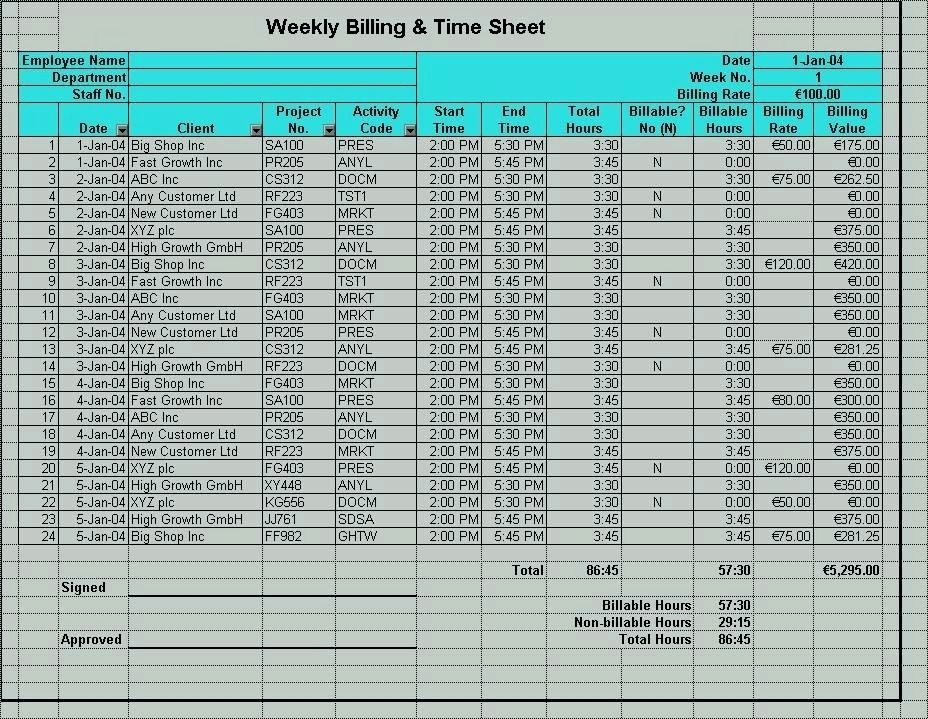 50 Excel Spreadsheet For Hours Worked