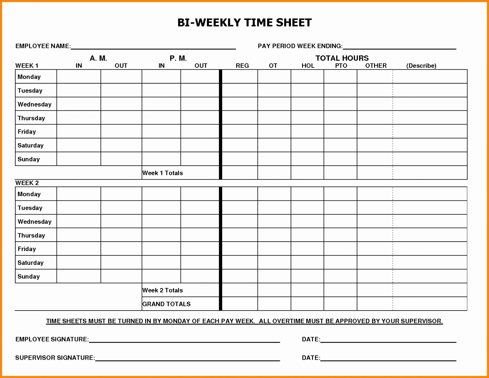 50 Free Bi Weekly Timesheet Calculator