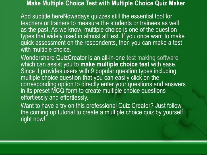 50 Making A Multiple Choice Test Ufreeonline Template