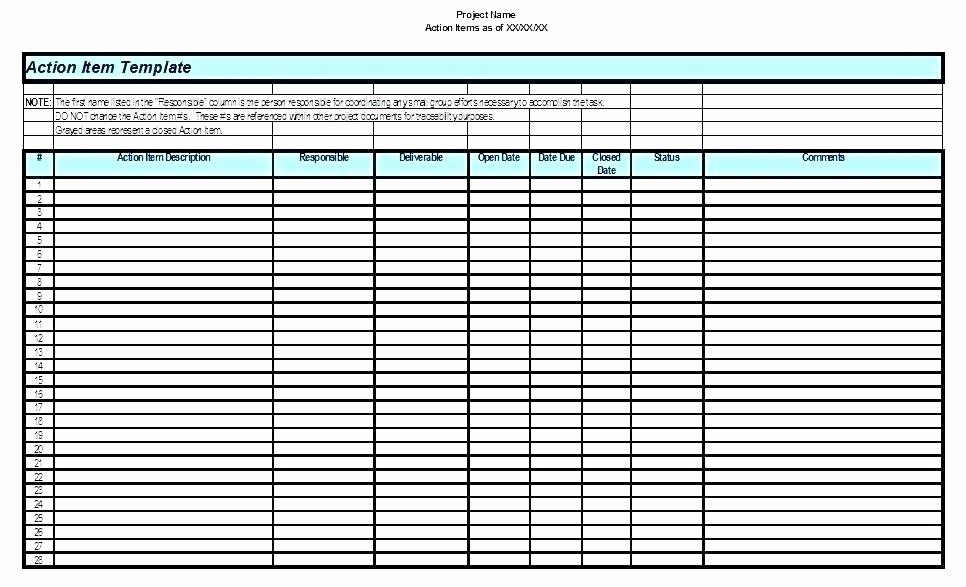 50 Meeting Action Items Tracker Excel