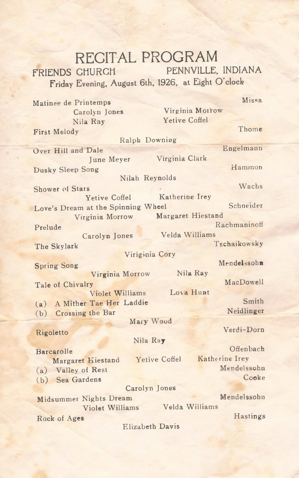 Piano Recital Program Template Free