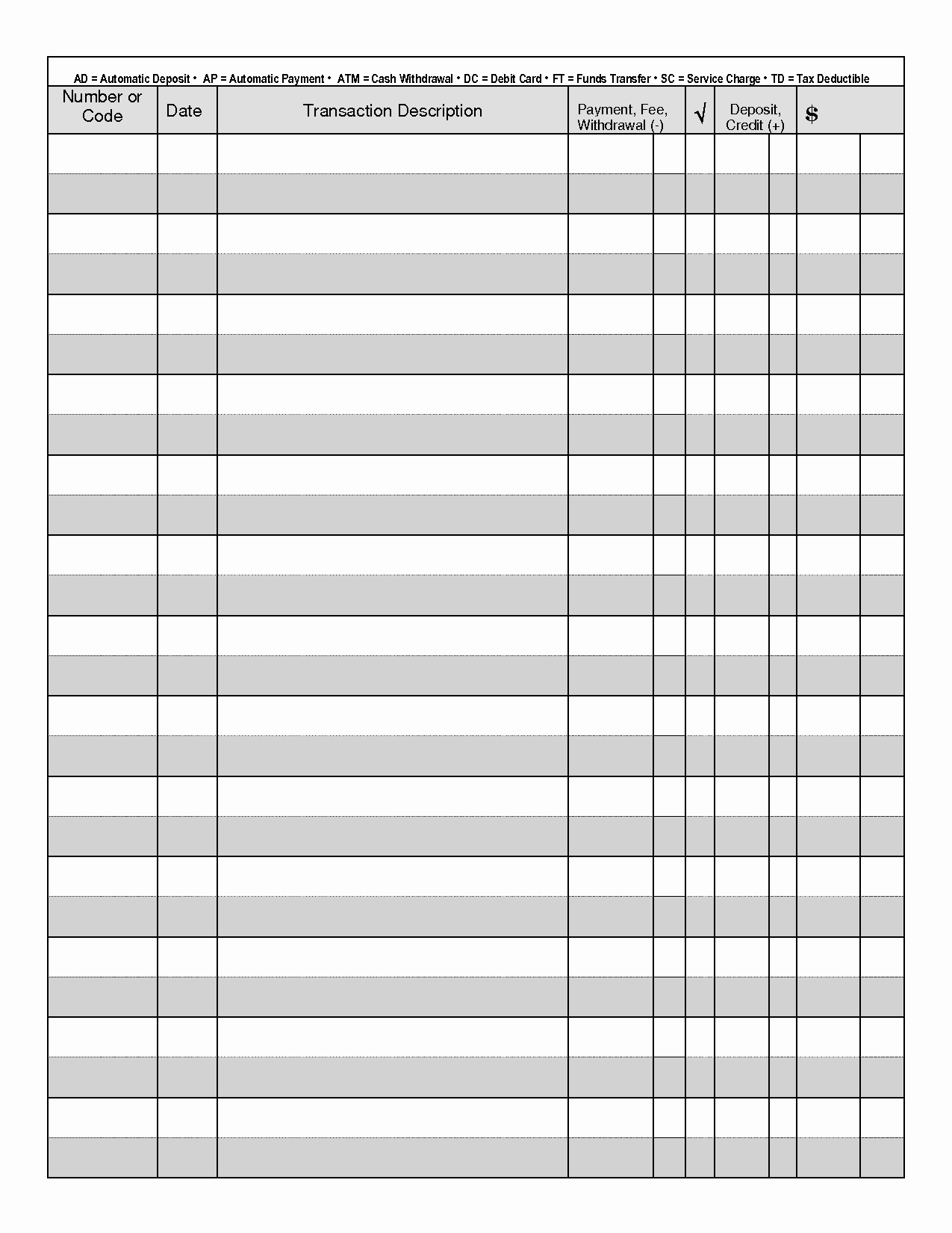 50 Printable Checking Account Balance Sheet Ufreeonline Template