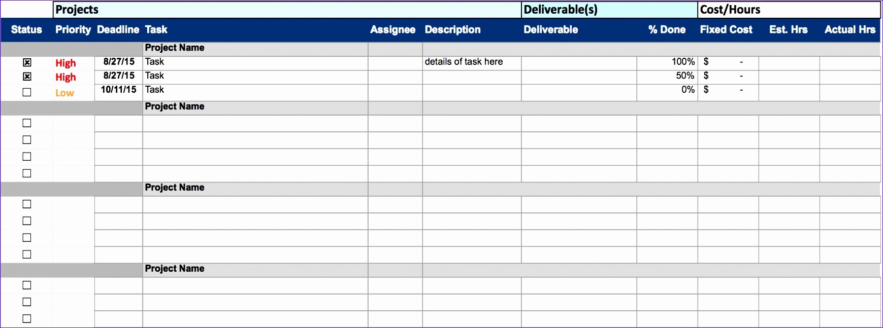 50 Project Management Time Tracking Excel Ufreeonline Template