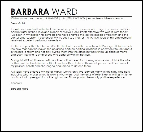 Sample Letter Of Hostile Work Environment
