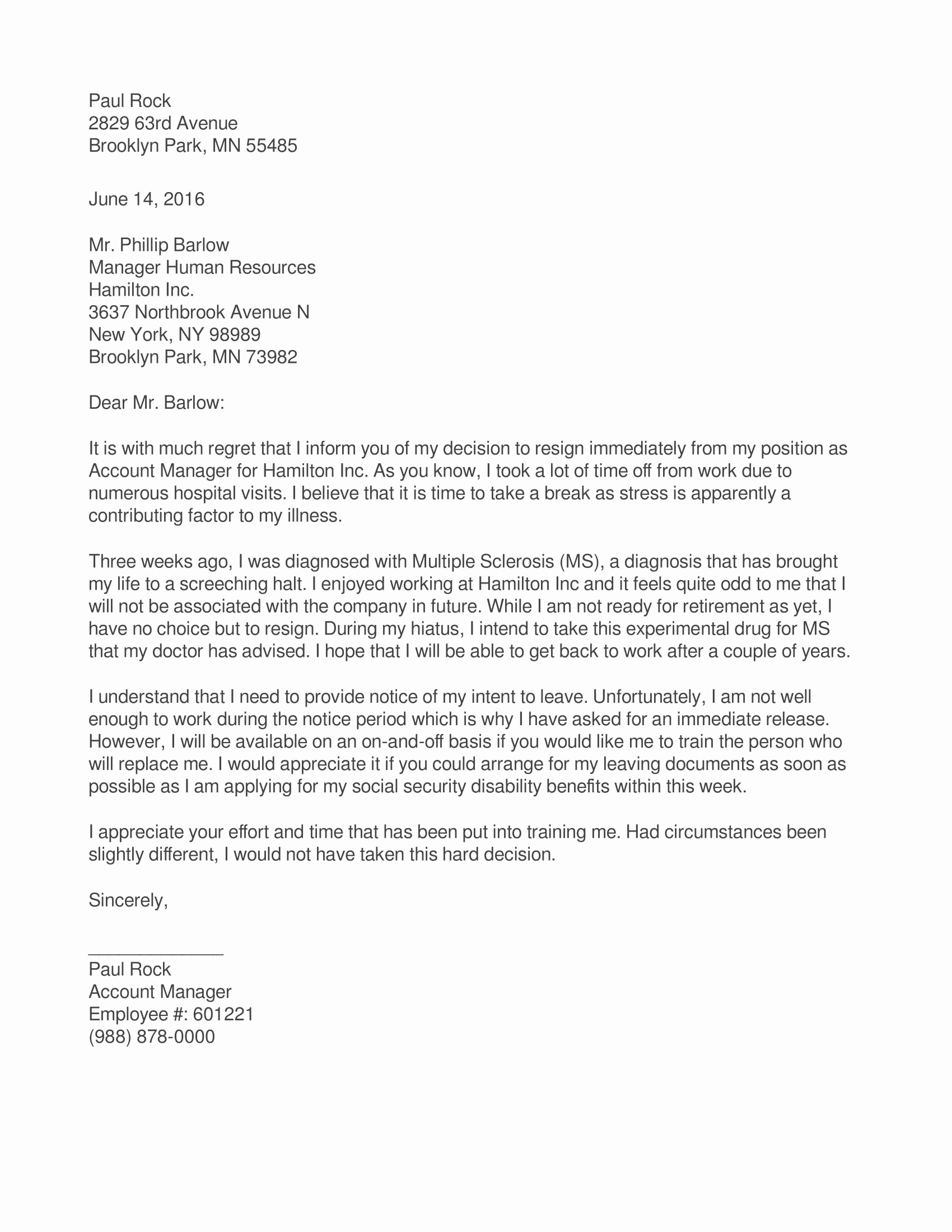 50 Resignation Letter Due To Harassment