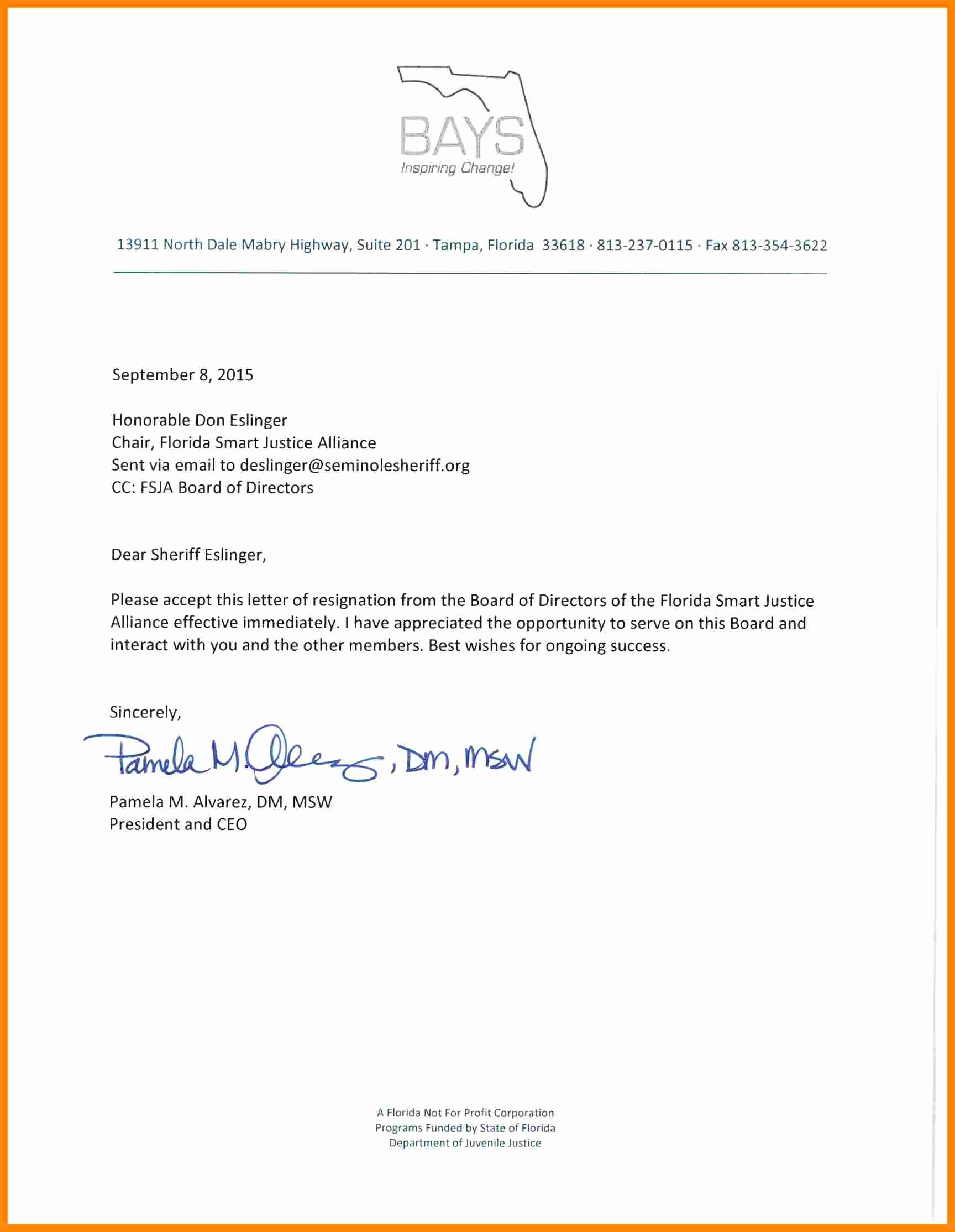 50 Resignation Letter From Nonprofit Board
