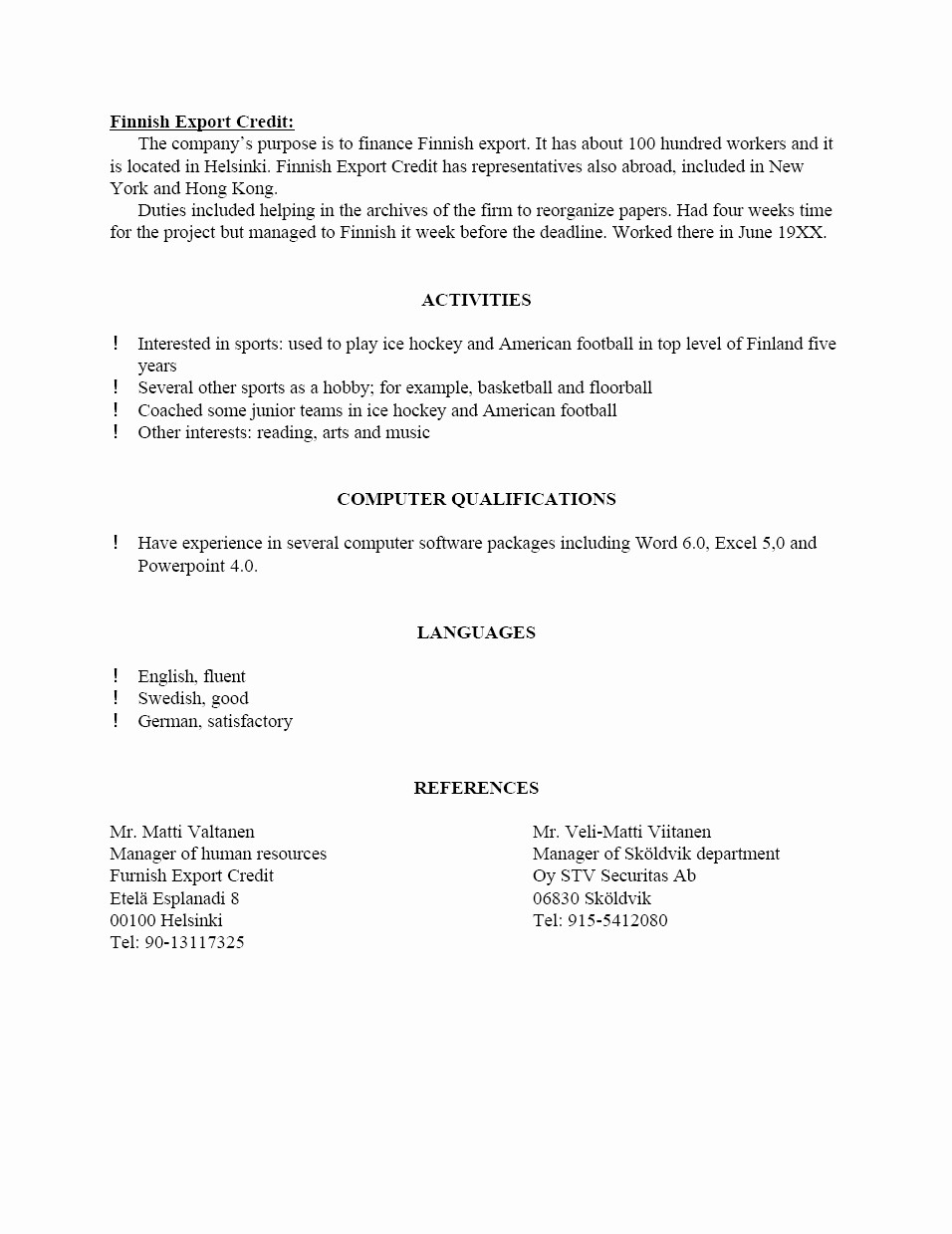 46 Sample Reference Sheet For Resume Ufreeonline Template