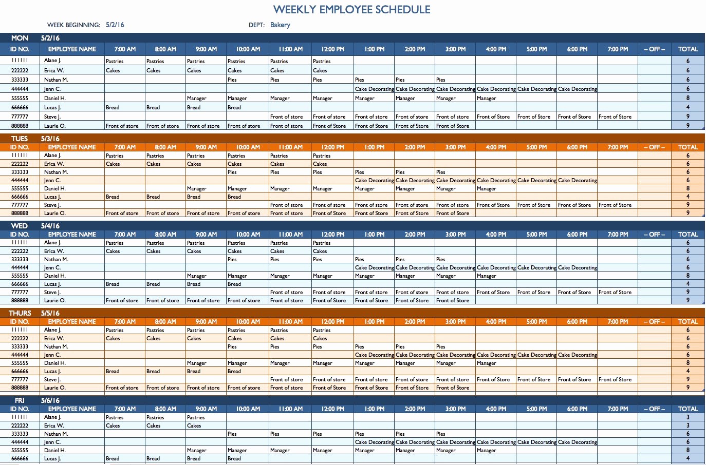 50 Sample Work Schedule For Employees