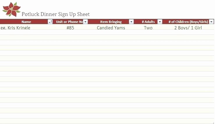 50 Thanksgiving Sign Up Sheet Printable