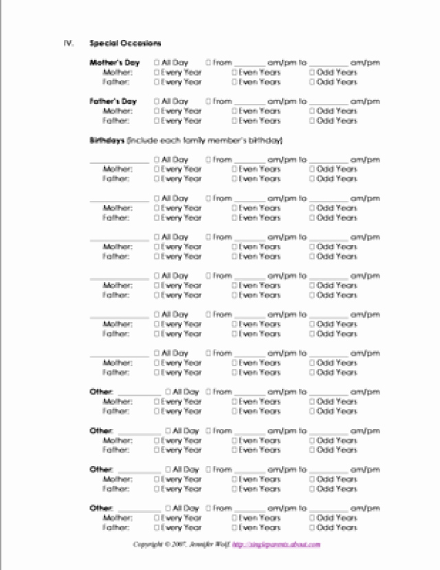 50 Parenting Time Calendar Template